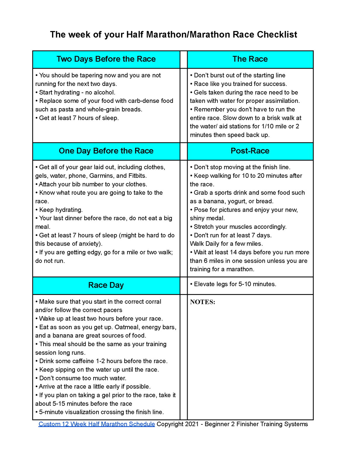 Half Marathon-Marathon Daily Routine Checklist - lg - Half Marathon For ...